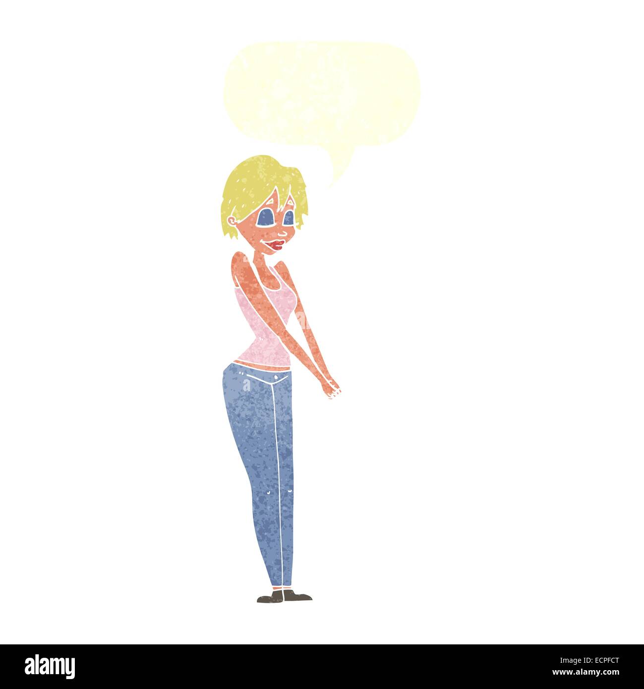 cartoon content woman with speech bubble Stock Vector Image & Art - Alamy