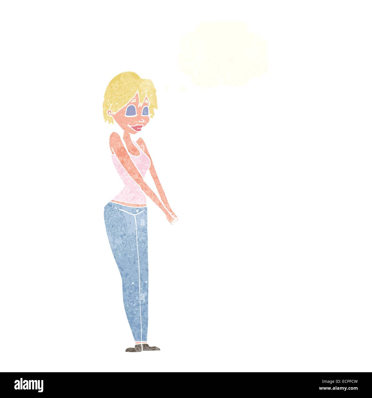 cartoon content woman with thought bubble Stock Vector Image & Art - Alamy