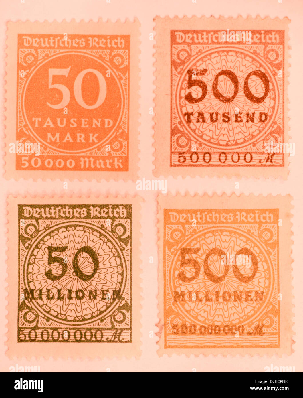 old german inflation stamps Stock Photo - Alamy