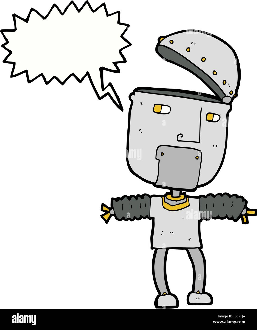 funny cartoon robot with open head with speech bubble Stock Vector ...