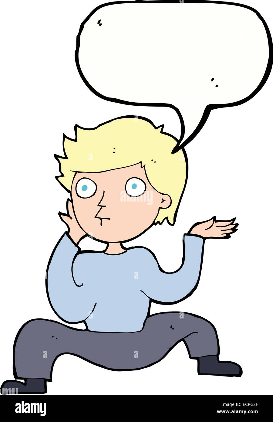 cartoon boy doing crazy dance with speech bubble Stock Vector Image ...