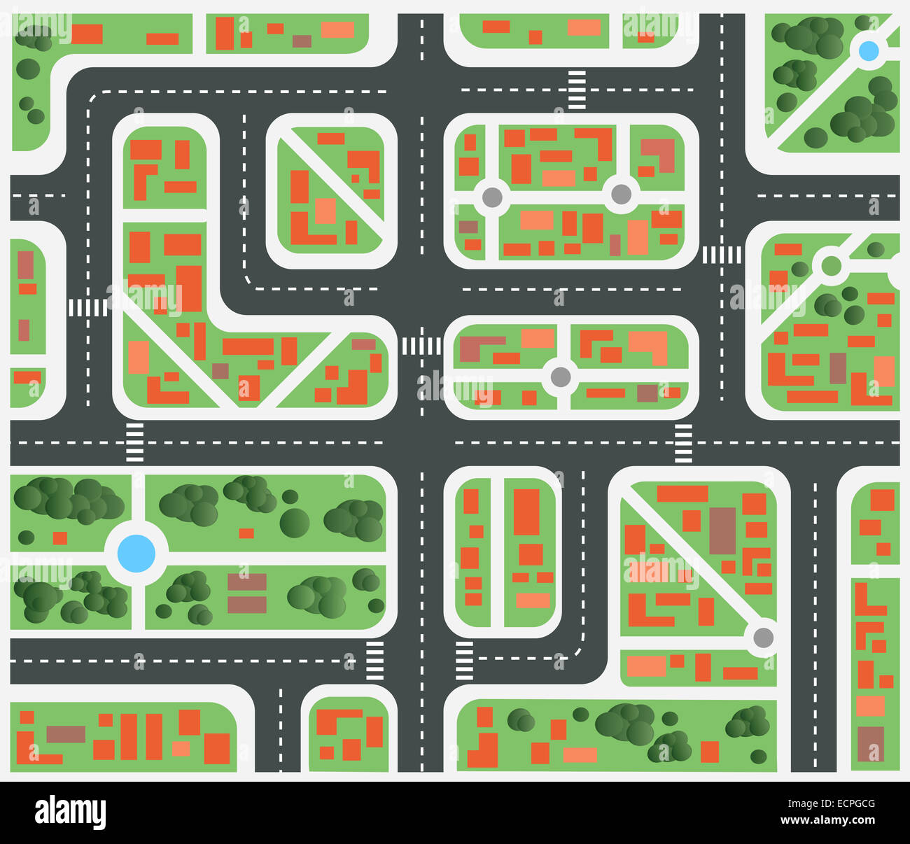 Plan of the city with streets and houses Stock Photo - Alamy