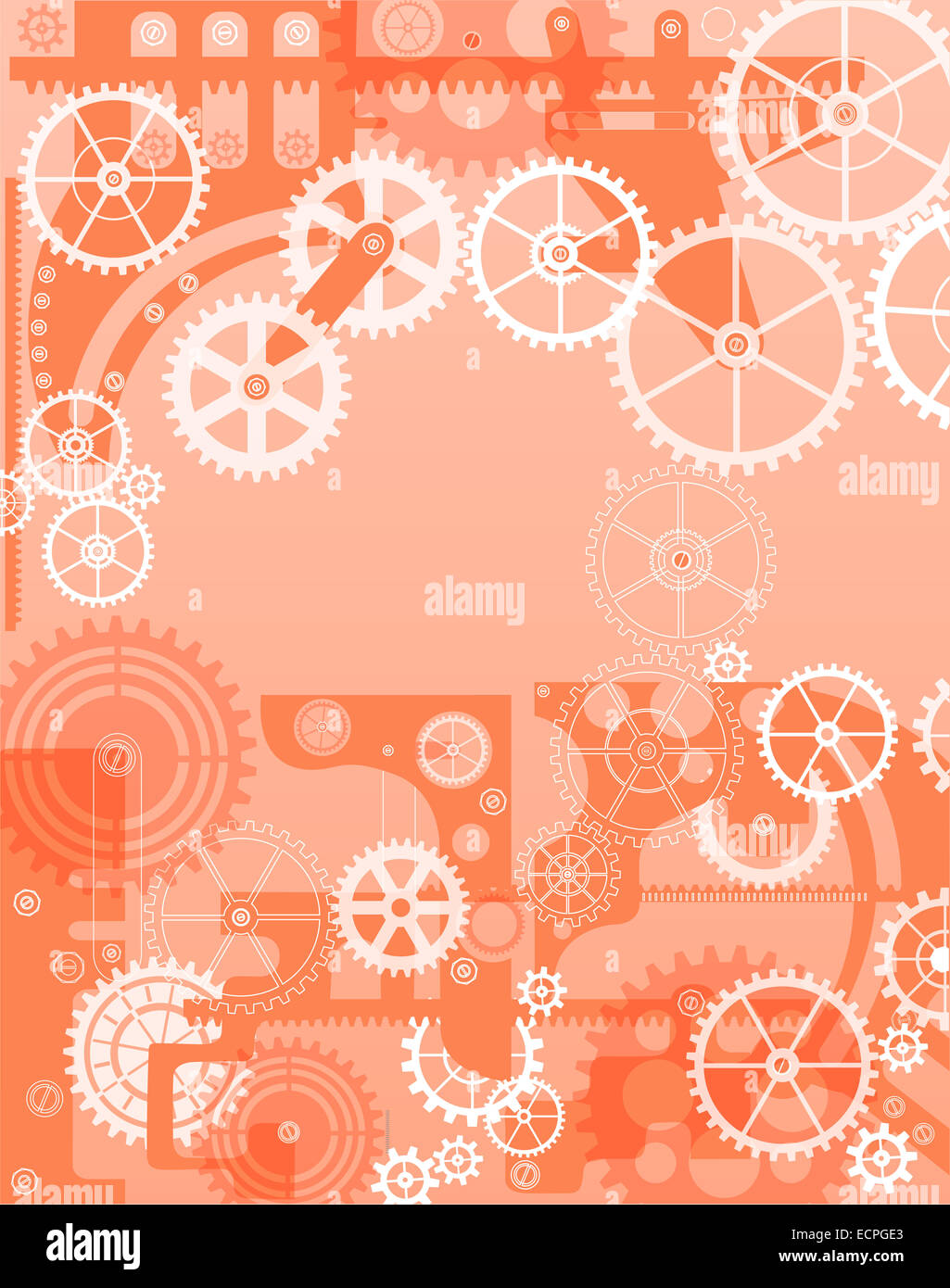 Elements of mechanism on a red background Stock Photo - Alamy