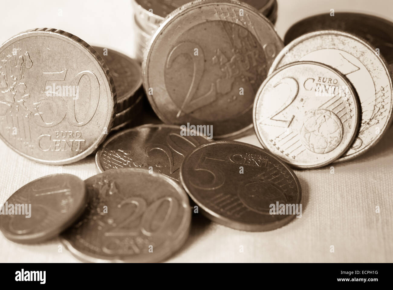 Close up many euro coins hi-res stock photography and images - Alamy