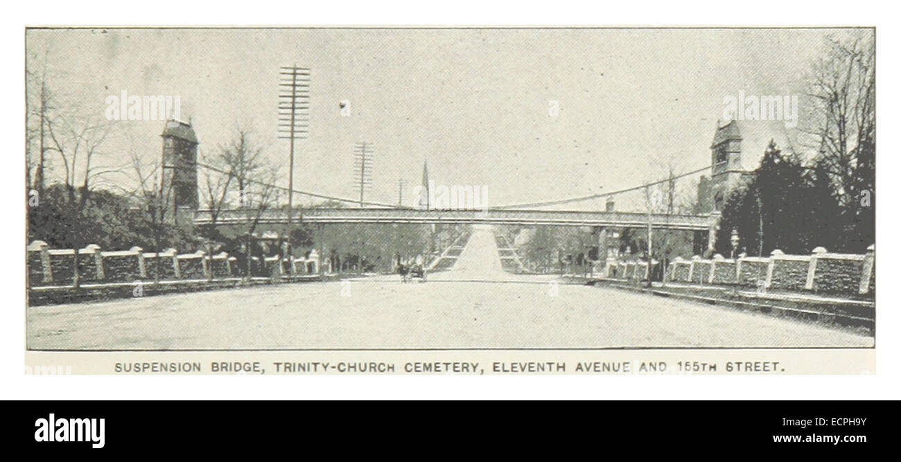 An 1893 illustration of the suspension bridge near Trinity Church ...