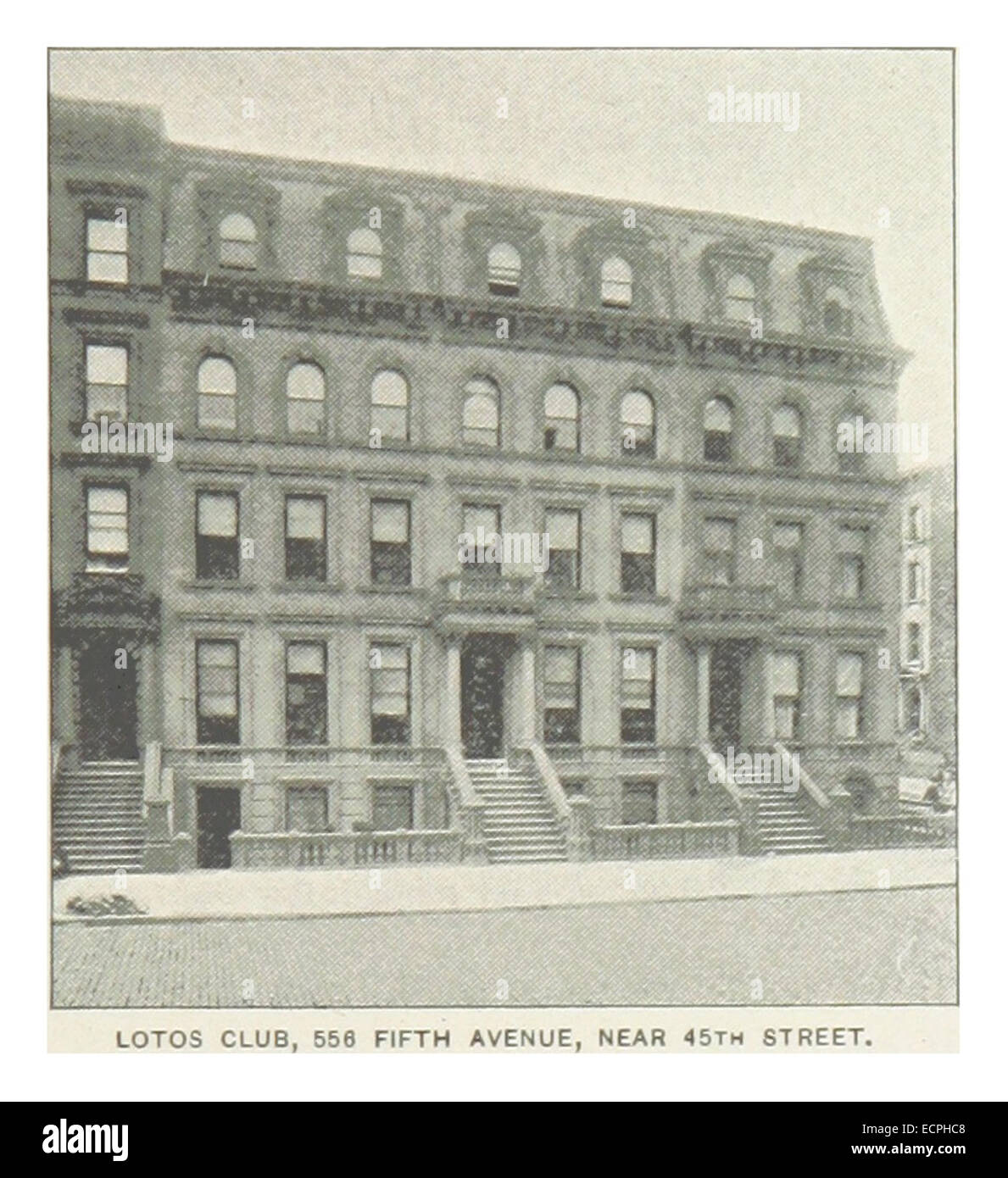This 1893 illustration from King depicts the Lotos Club, located at 556 Fifth Avenue near 45th ...