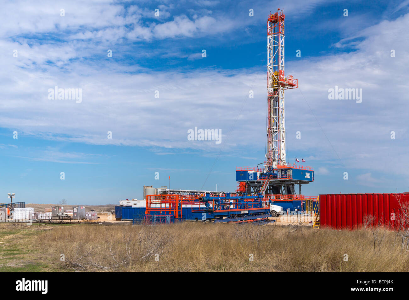 An exploratory oil well drilling rig near Peggy, Texas, USA Stock Photo ...