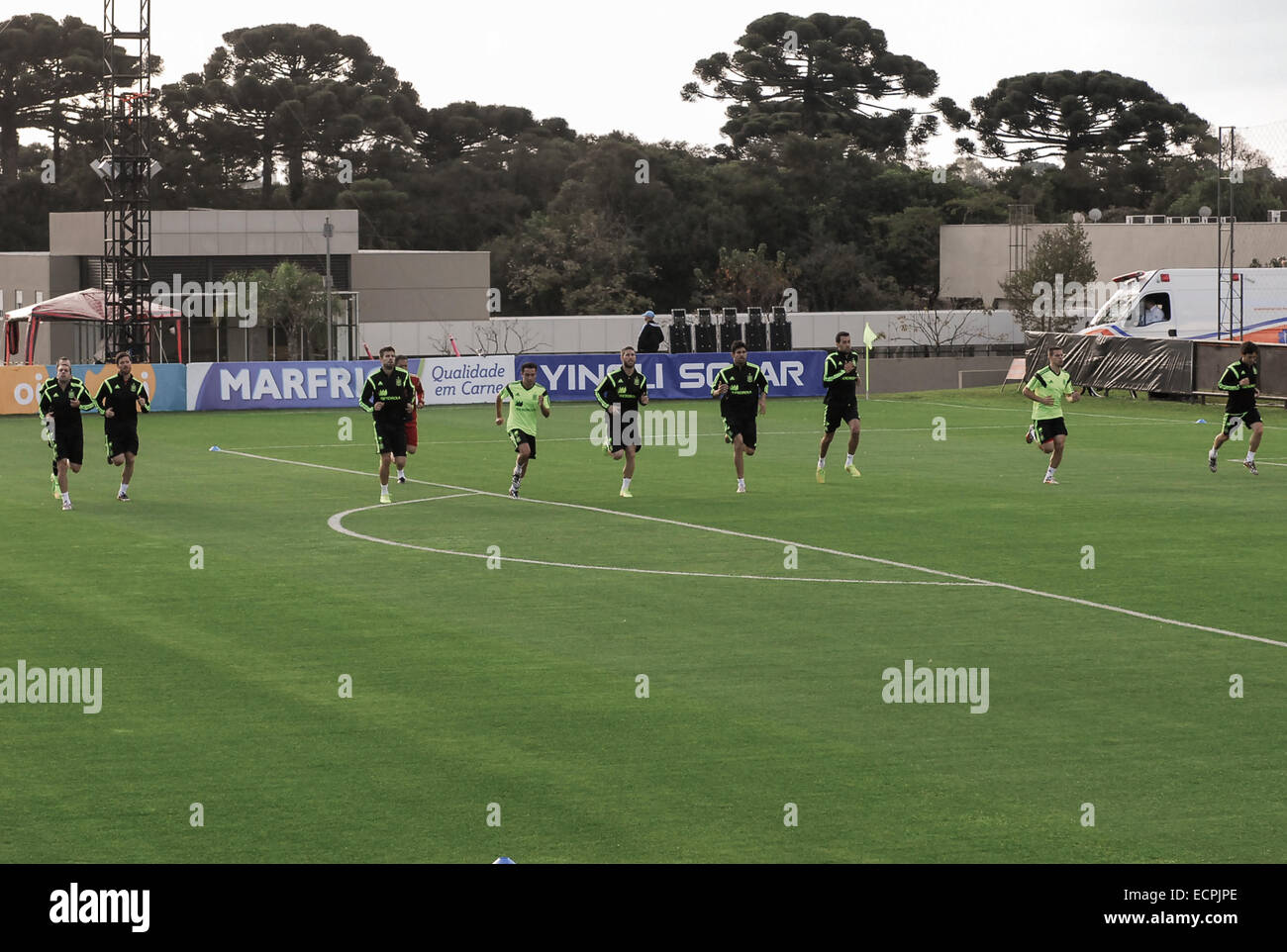The Spain national football team holds a training practice in Curitiba ...