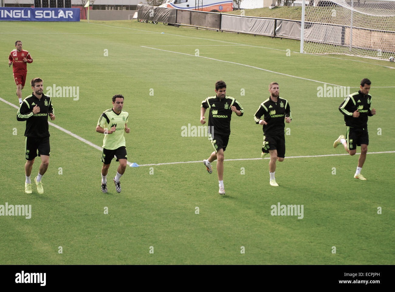 The Spain national football team holds a training practice in Curitiba ...