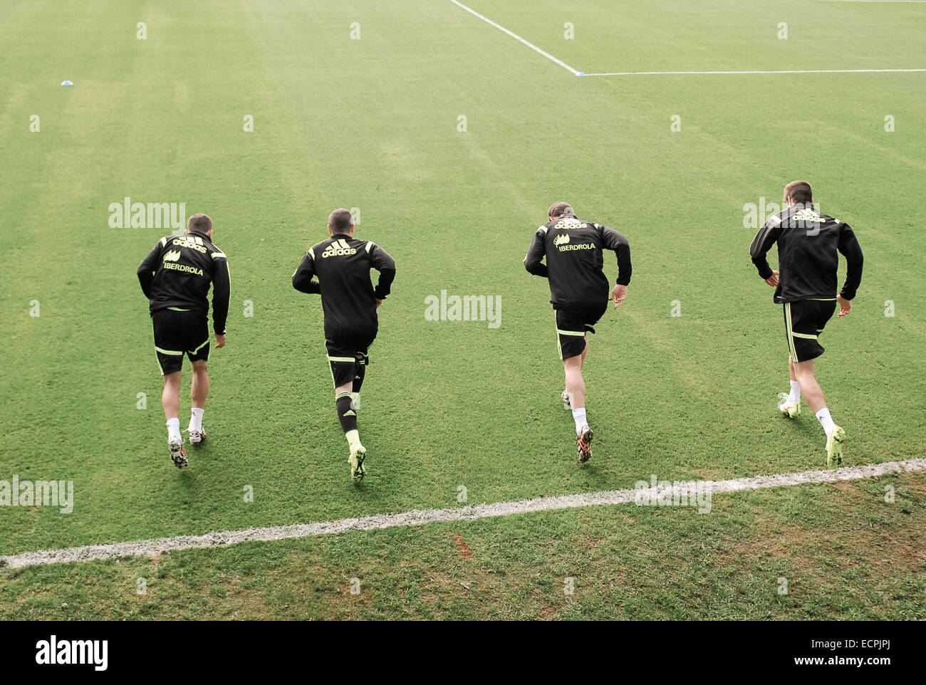 The Spain national football team holds a training practice in Curitiba ...