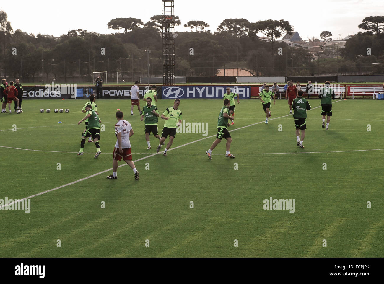 The Spain national football team holds a training practice in Curitiba ...