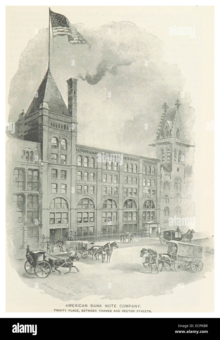 An 1893 sketch by King showing the American Bank Note Company building ...