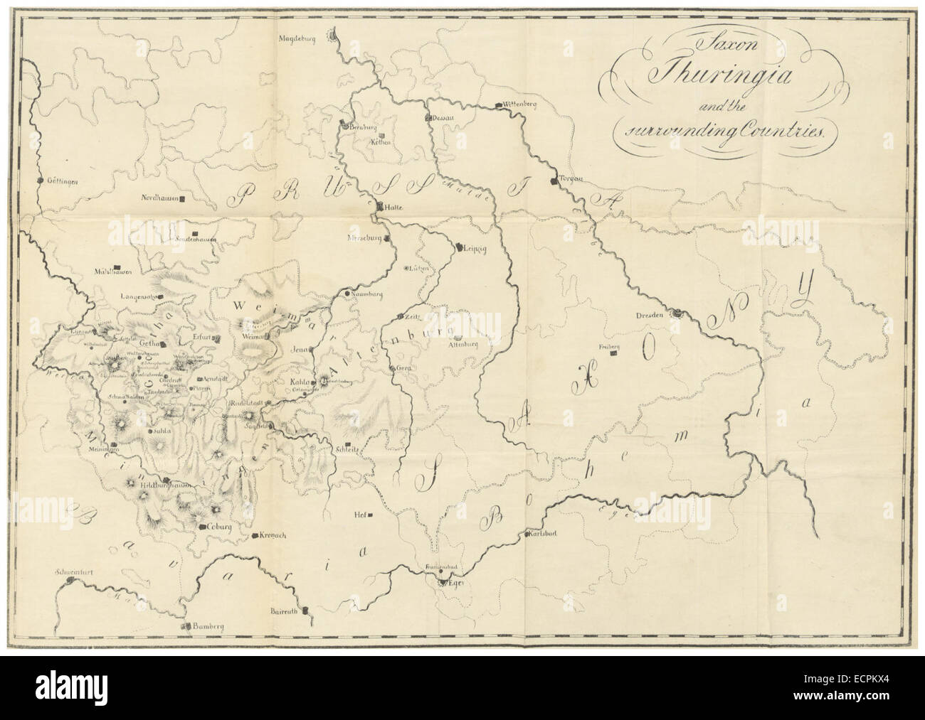This 19th-century map by Stanford depicts the region of Saxon Thuringia ...