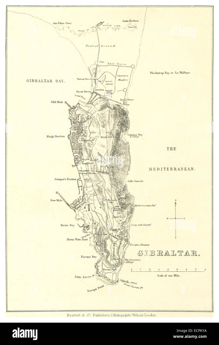 This map of Gibraltar depicts the strategic location and geographical ...