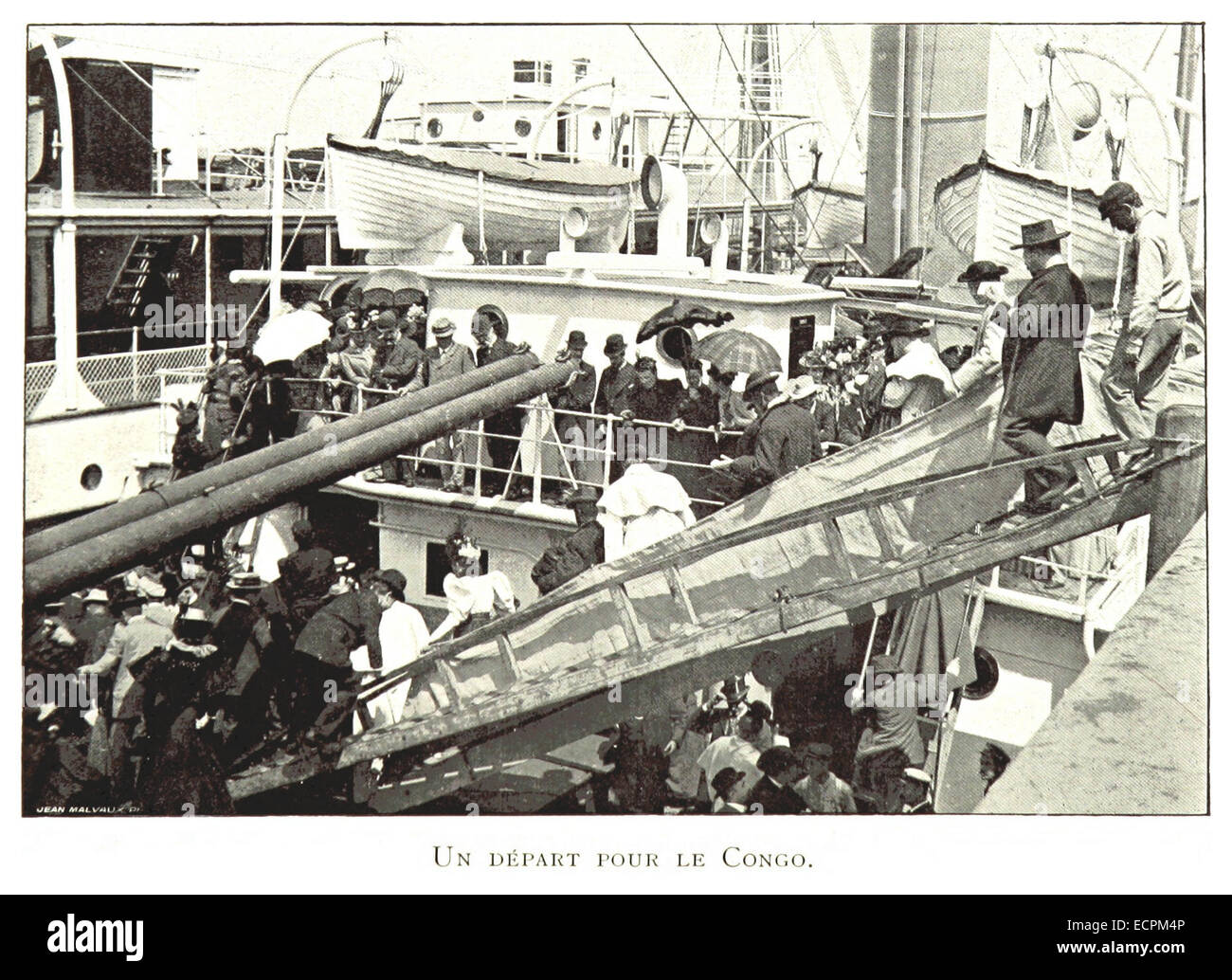 An illustration depicting the departure for the Congo, reflecting the ...