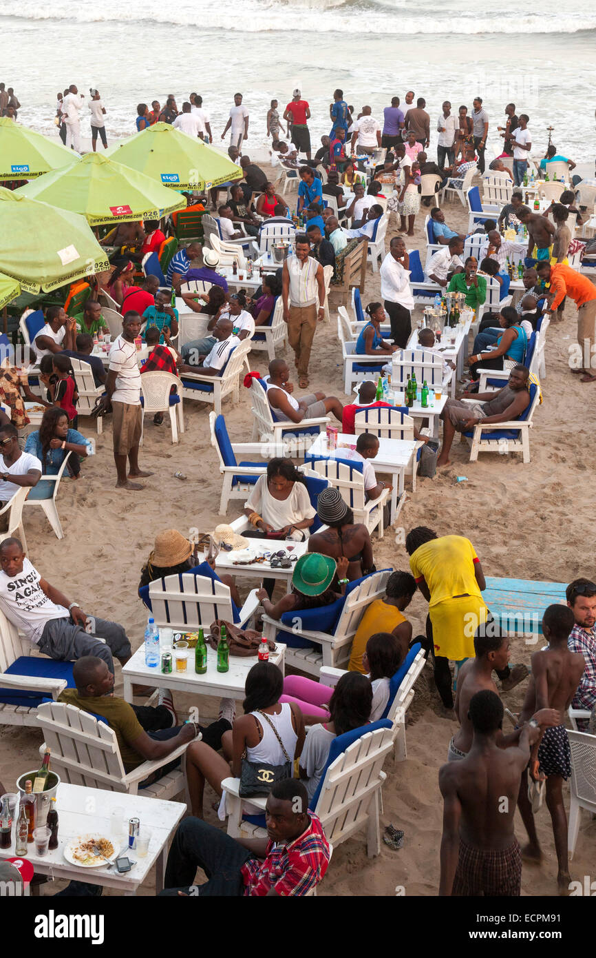 Bar and restaurant on Labadi beach, Accra, Ghana, Africa Stock Photo ...