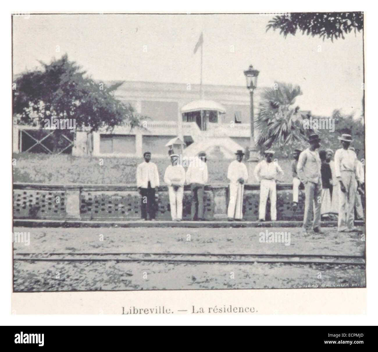 This vintage illustration depicts the residence in Libreville, the ...