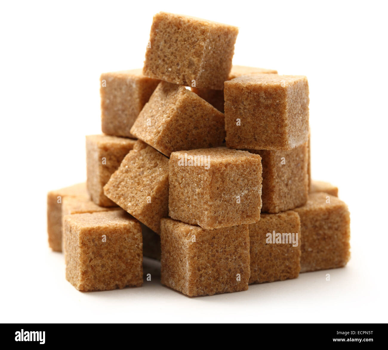 Cane sugar cubes isolated on white background Stock Photo - Alamy