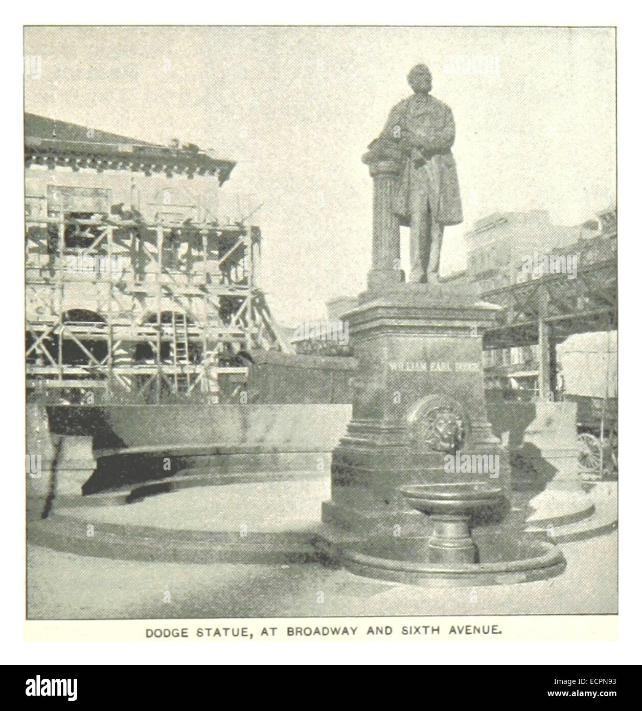 This historical image shows the statue of Henry Dodge located at the ...