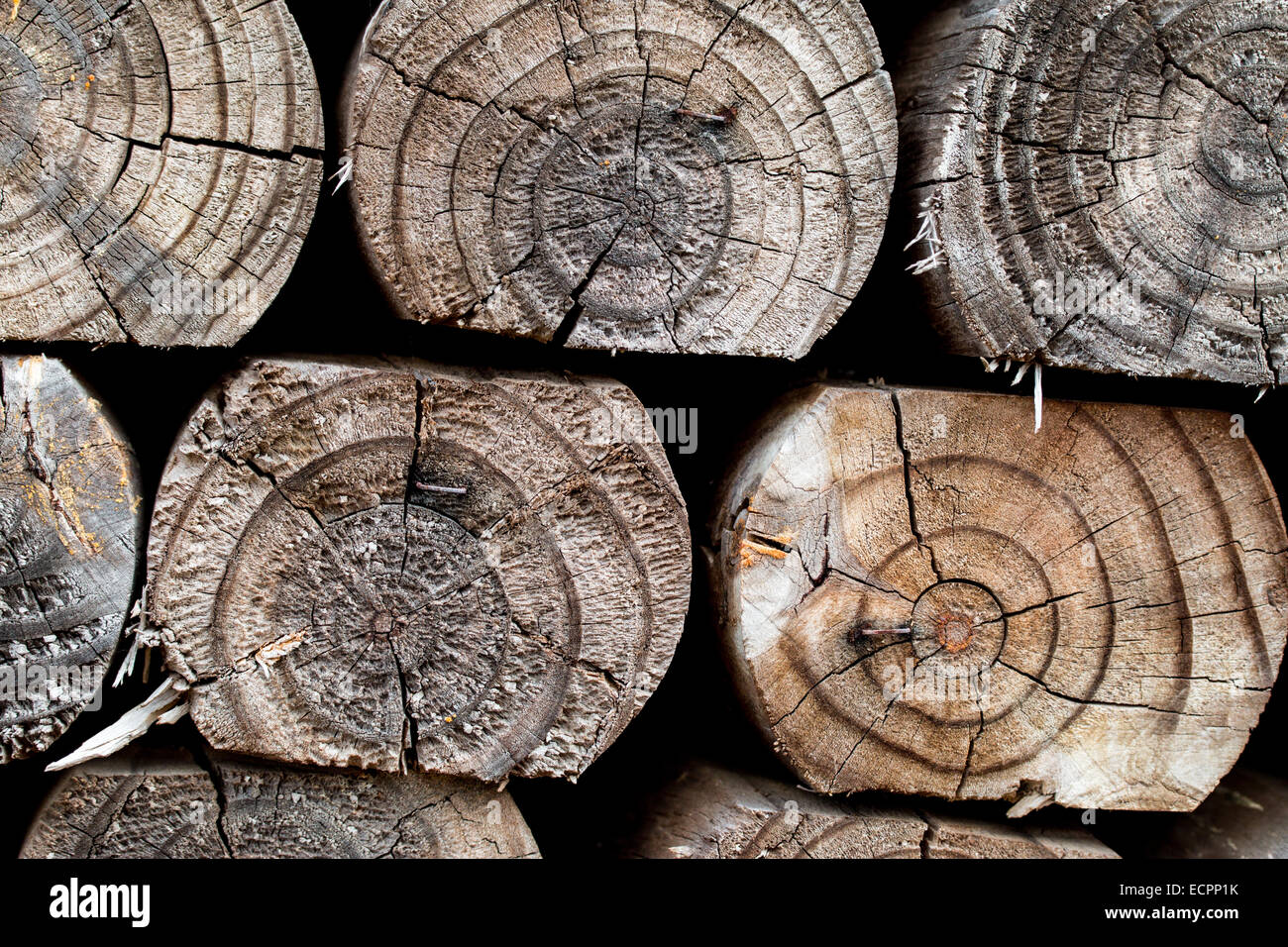 Stack of Wood posts, closeup Stock Photo - Alamy