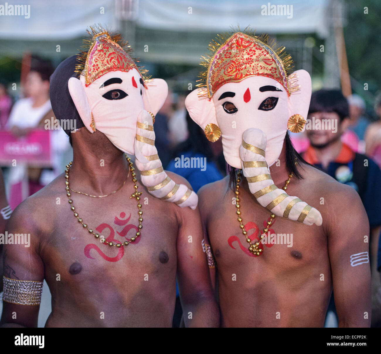 performing Indian Ganesha elephant mask dancers, Mumbai Stock Photo - Alamy