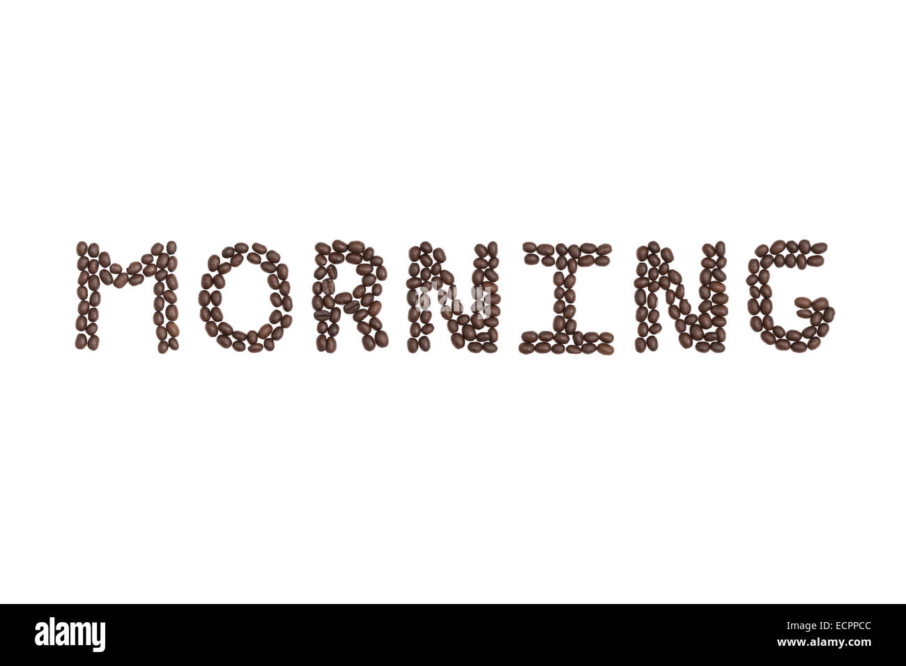 The word 'Morning' written with Coffee Beans Stock Photo - Alamy