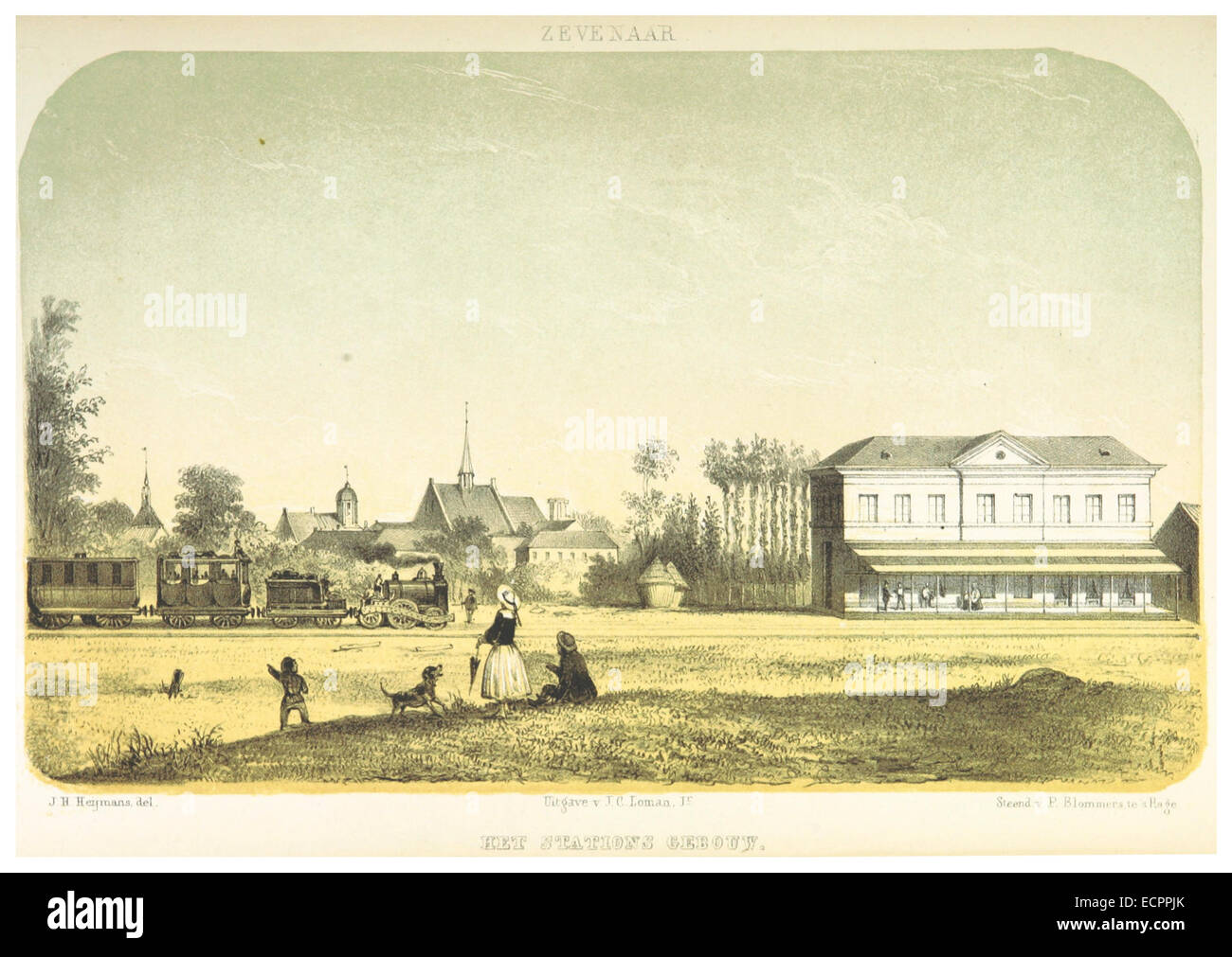 This 1855 illustration from AA shows the station building in Zevenaar ...