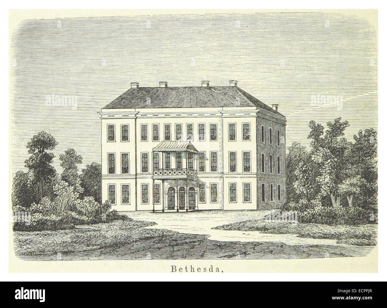 This 1855 illustration from AA shows Huis Bethesda, a historic building ...