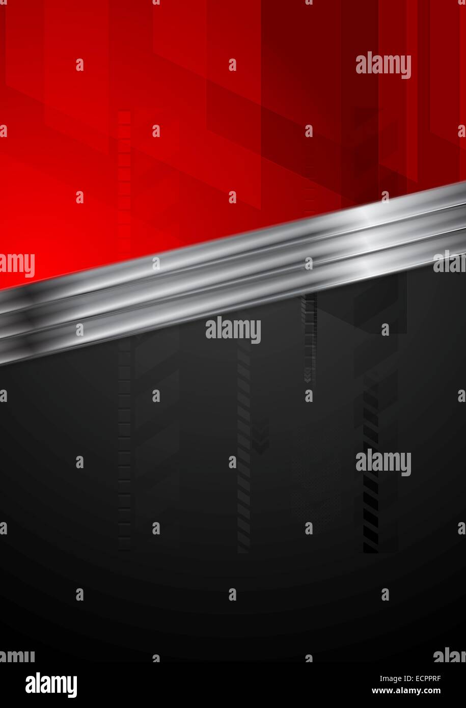 Red and black tech background with metal stripe. Vector design Stock ...