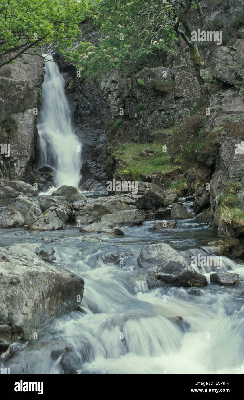 Lingcove beck falls above packhorse bridge, Throstle Garth Cumbria ...