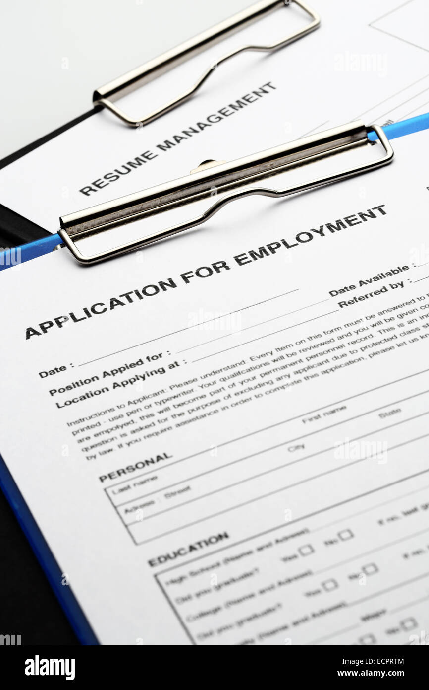 Apply for new job by Application and Resume Document Stock Photo - Alamy