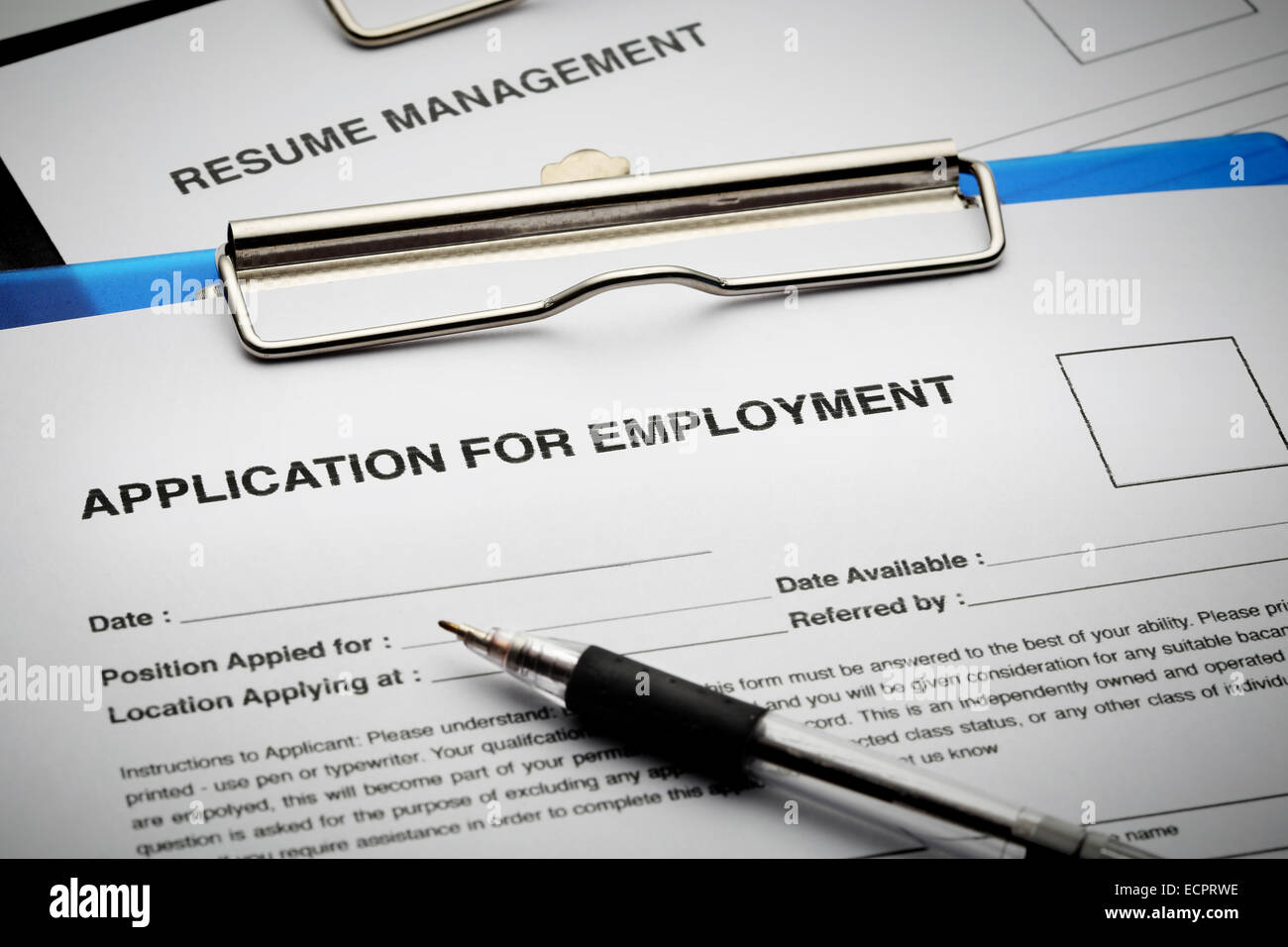 Apply for new job by Application and Resume Document Stock Photo - Alamy