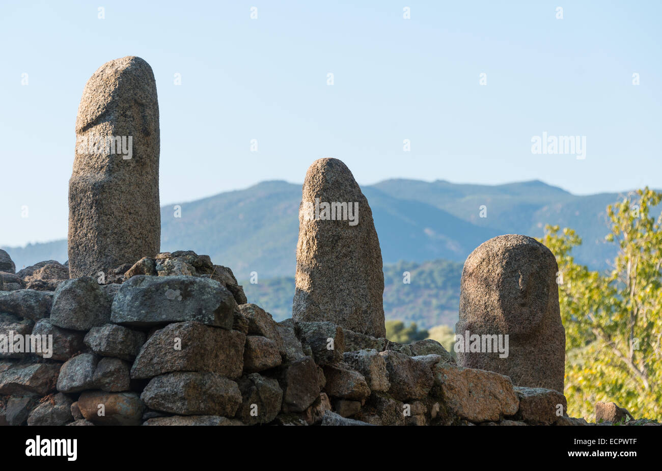 Menhirs, megalithic culture, Filitosa, Corsica, France Stock Photo - Alamy