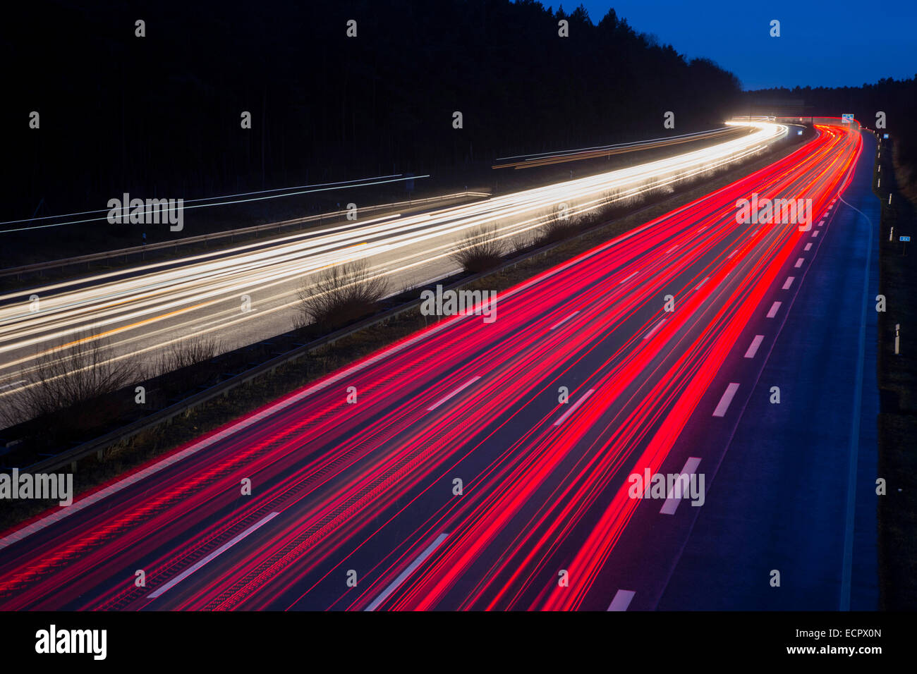 Cars and traffic fill the A9 highway, 15 December March 2014 Stock ...