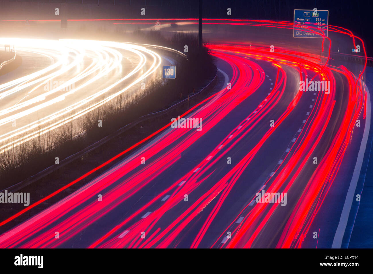 Cars and traffic fill the A9 highway, 15 December March 2014 Stock ...