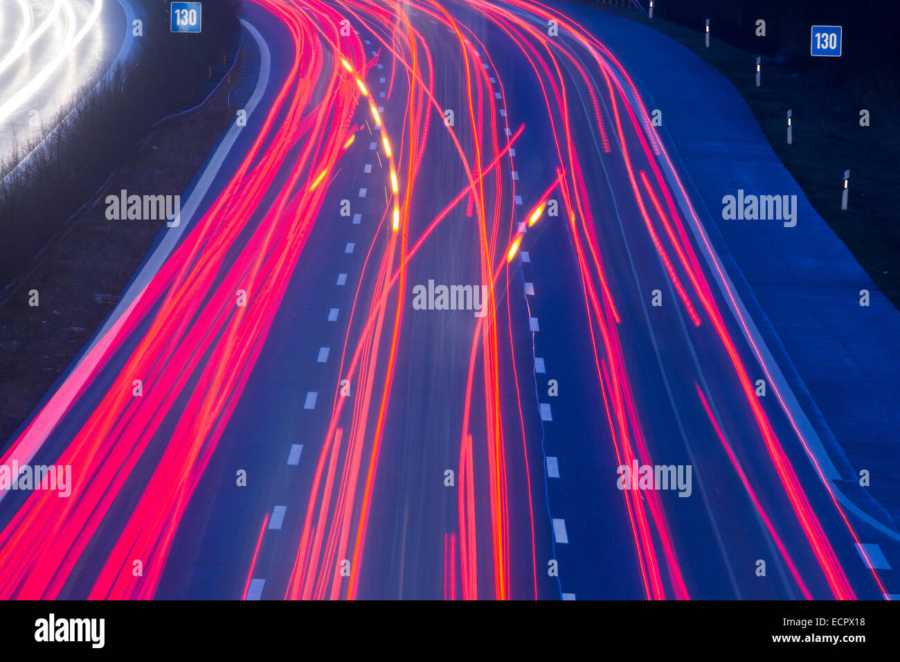 Cars and traffic fill the A9 highway, 15 December March 2014 Stock ...