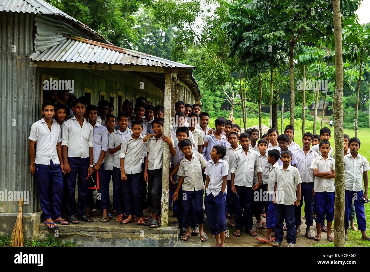 School children outside a classroom in a village in Bangladesh Stock ...