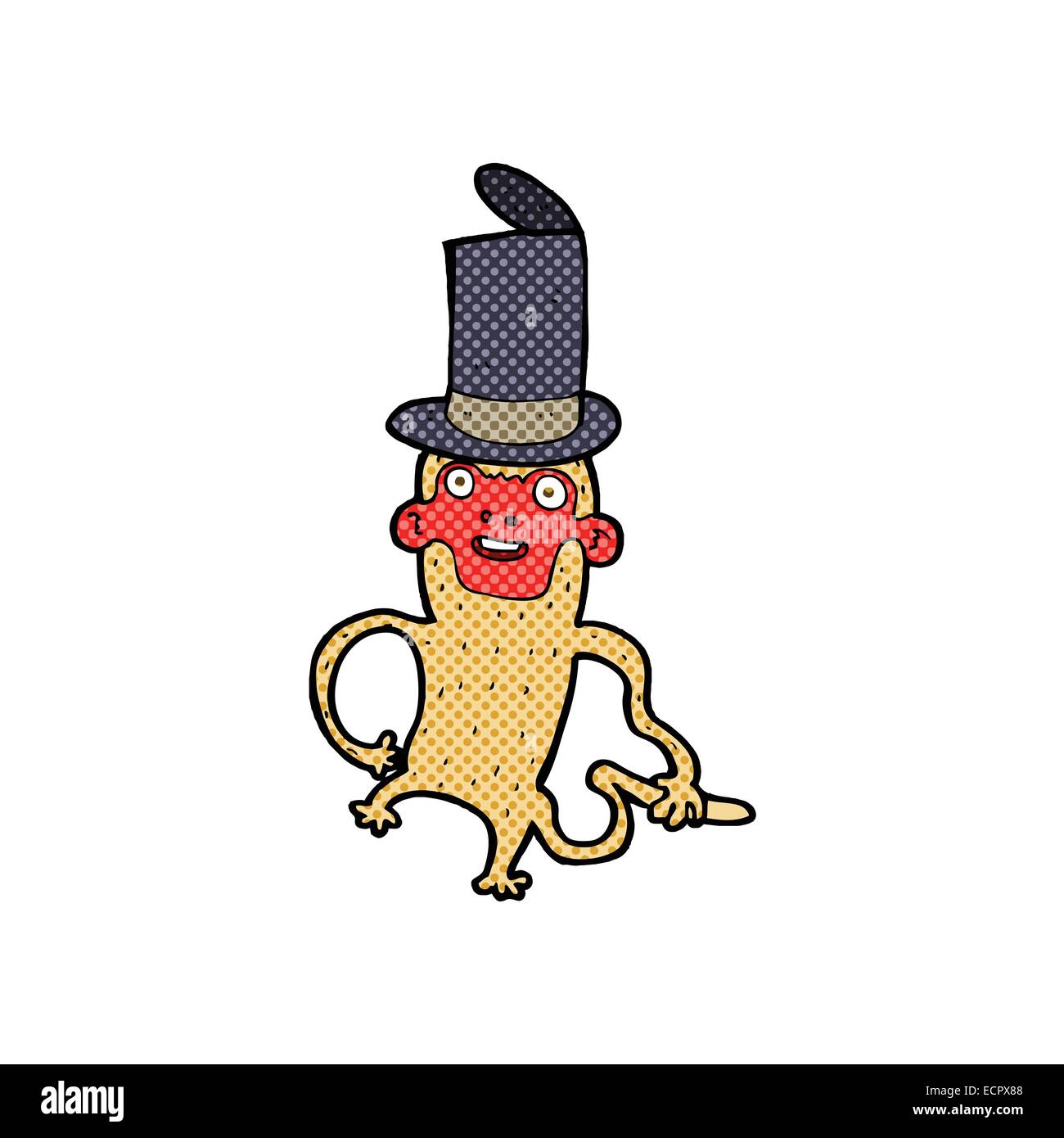 retro comic book style cartoon monkey wearing top hat Stock Vector ...