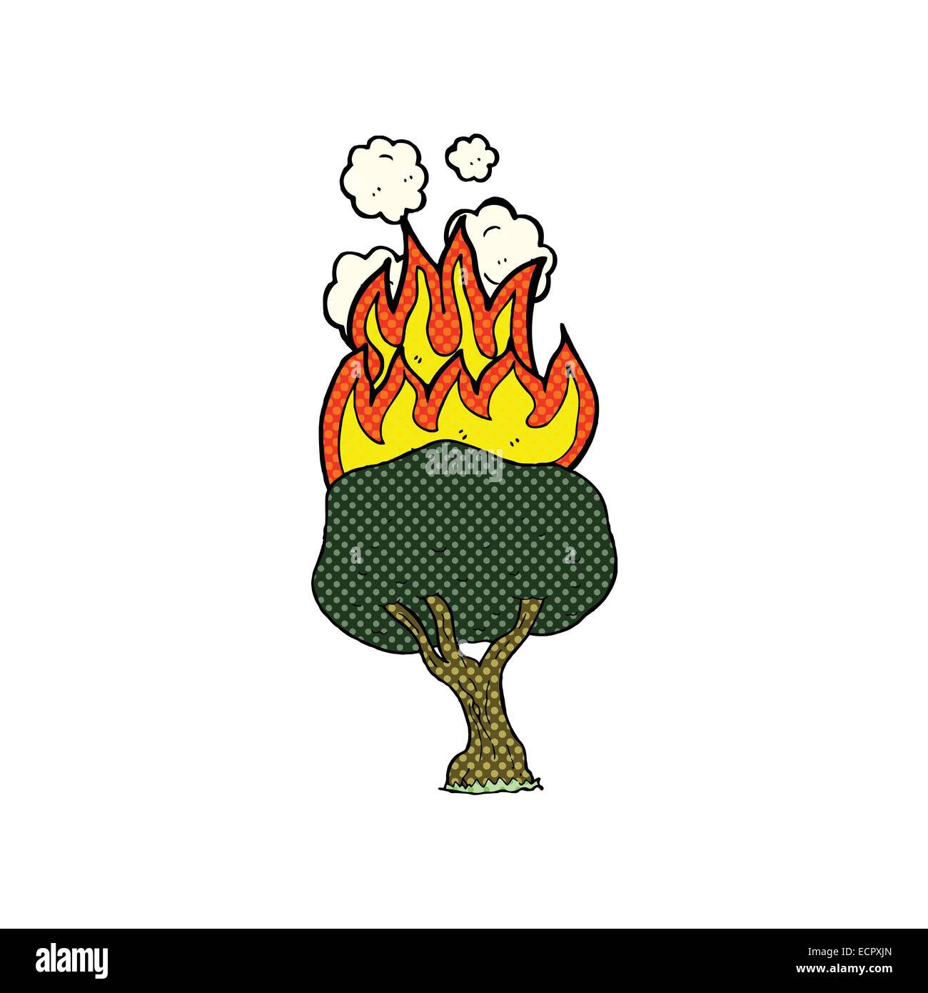 retro comic book style cartoon tree on fire Stock Vector Image & Art ...