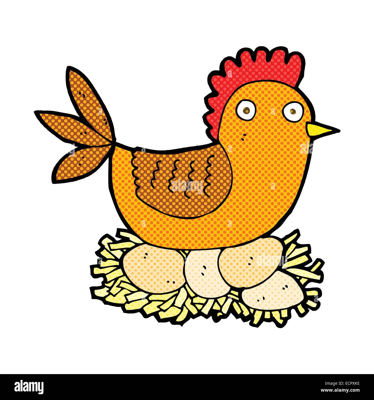 retro comic book style cartoon hen on eggs Stock Vector Image & Art - Alamy