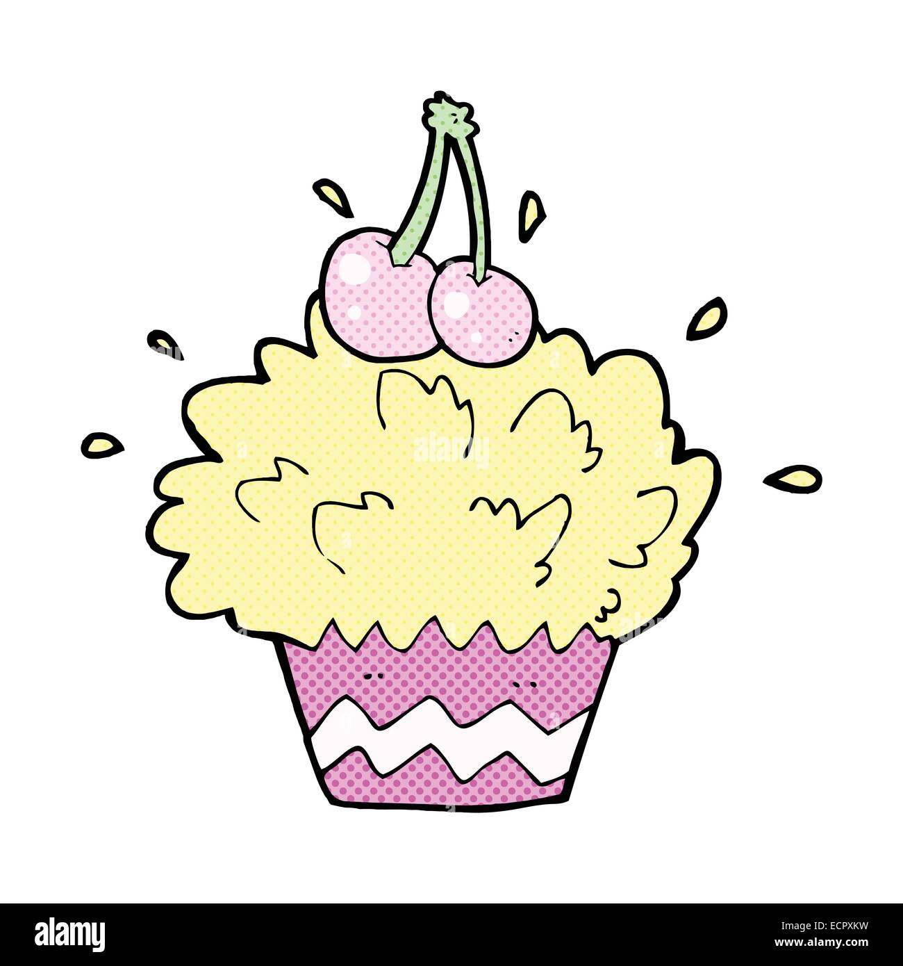 retro comic book style cartoon exploding cupcake Stock Vector Image ...