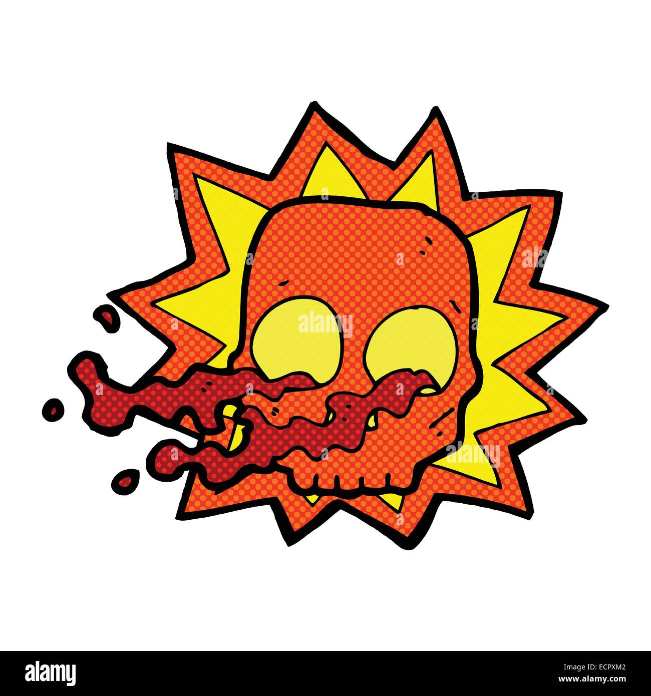 retro comic book style cartoon halloween skull symbol Stock Vector ...