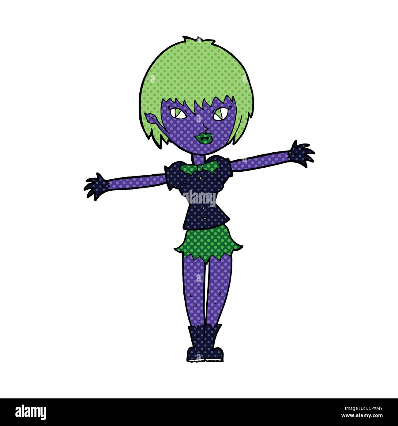 retro comic book style cartoon vampire girl Stock Vector Image & Art ...