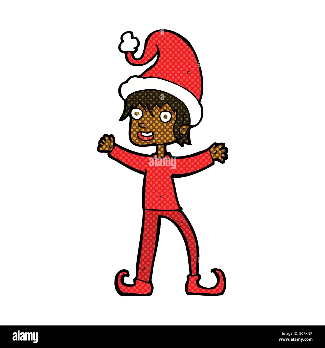 retro comic book style cartoon excited christmas elf Stock Vector Image ...