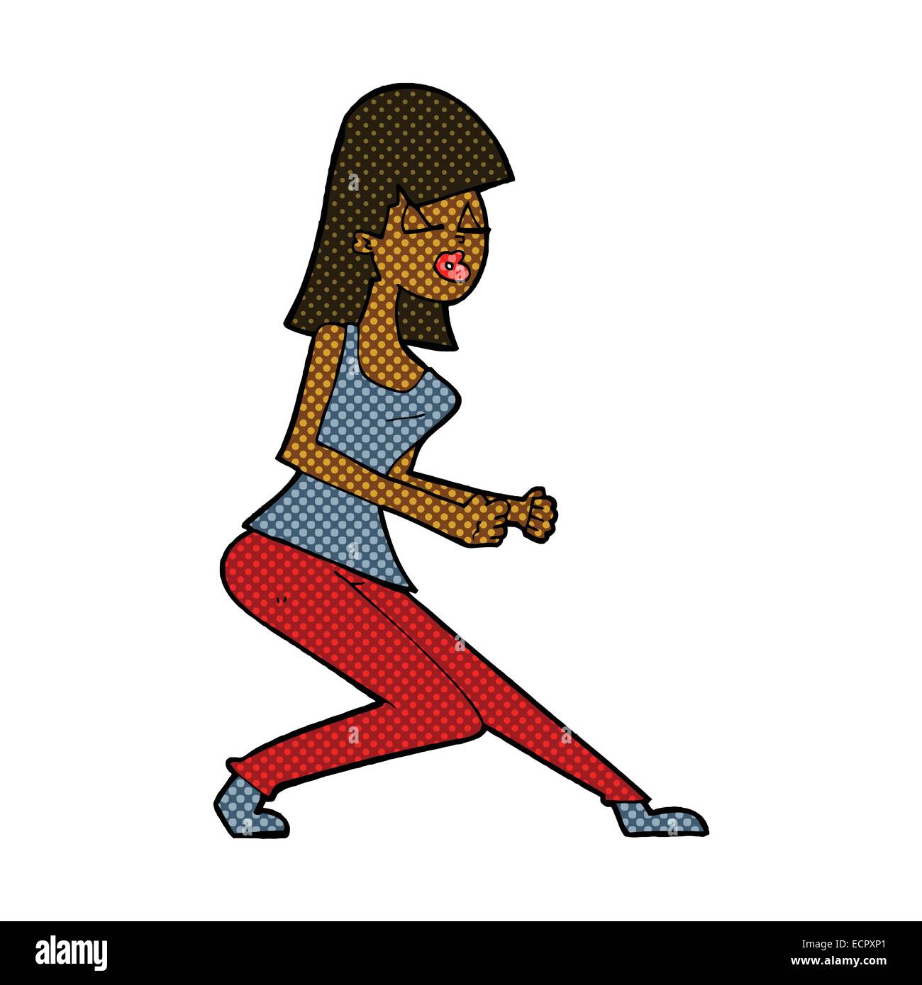 retro comic book style cartoon crazy dancing girl Stock Vector Image ...