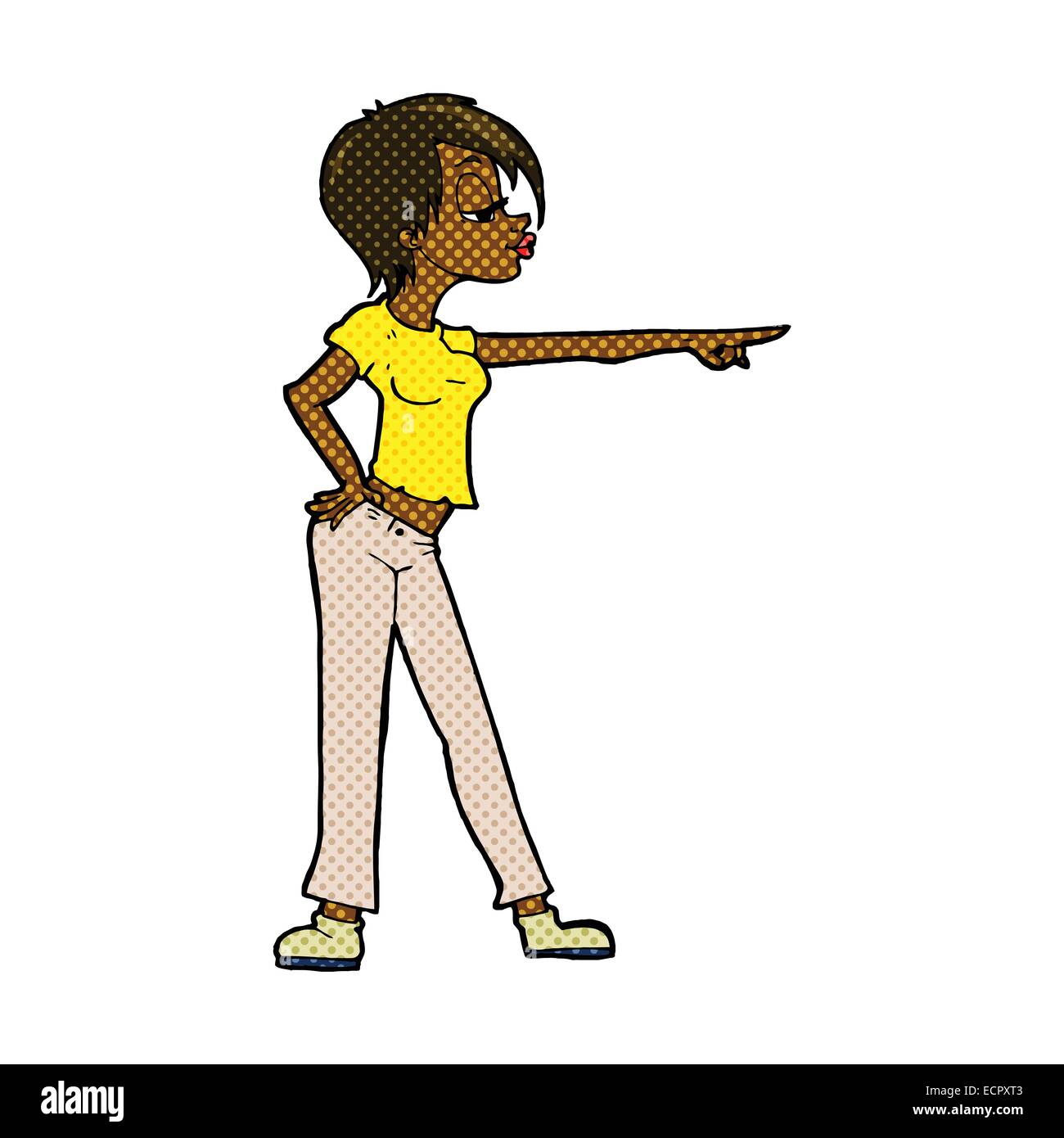 retro comic book style cartoon woman pointing Stock Vector Image & Art ...