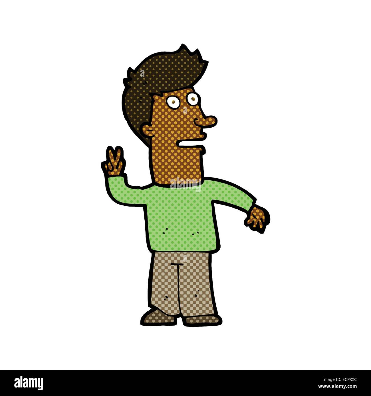 Cartoon man making peace sign hi-res stock photography and images - Alamy