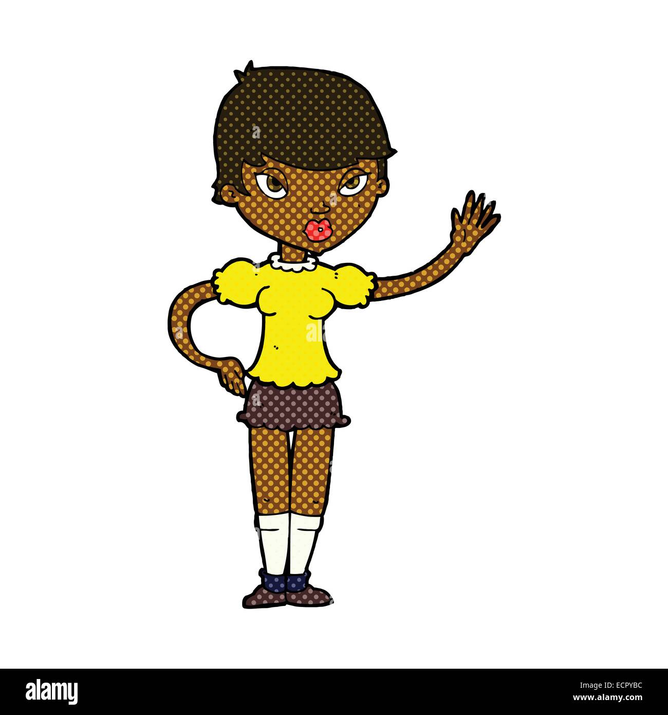 retro comic book style cartoon woman waving Stock Vector Image & Art ...