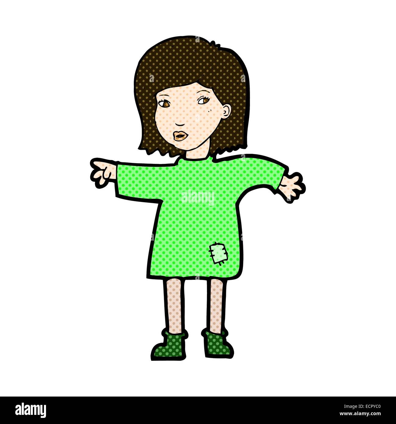 retro comic book style cartoon woman in patched clothing Stock Vector ...