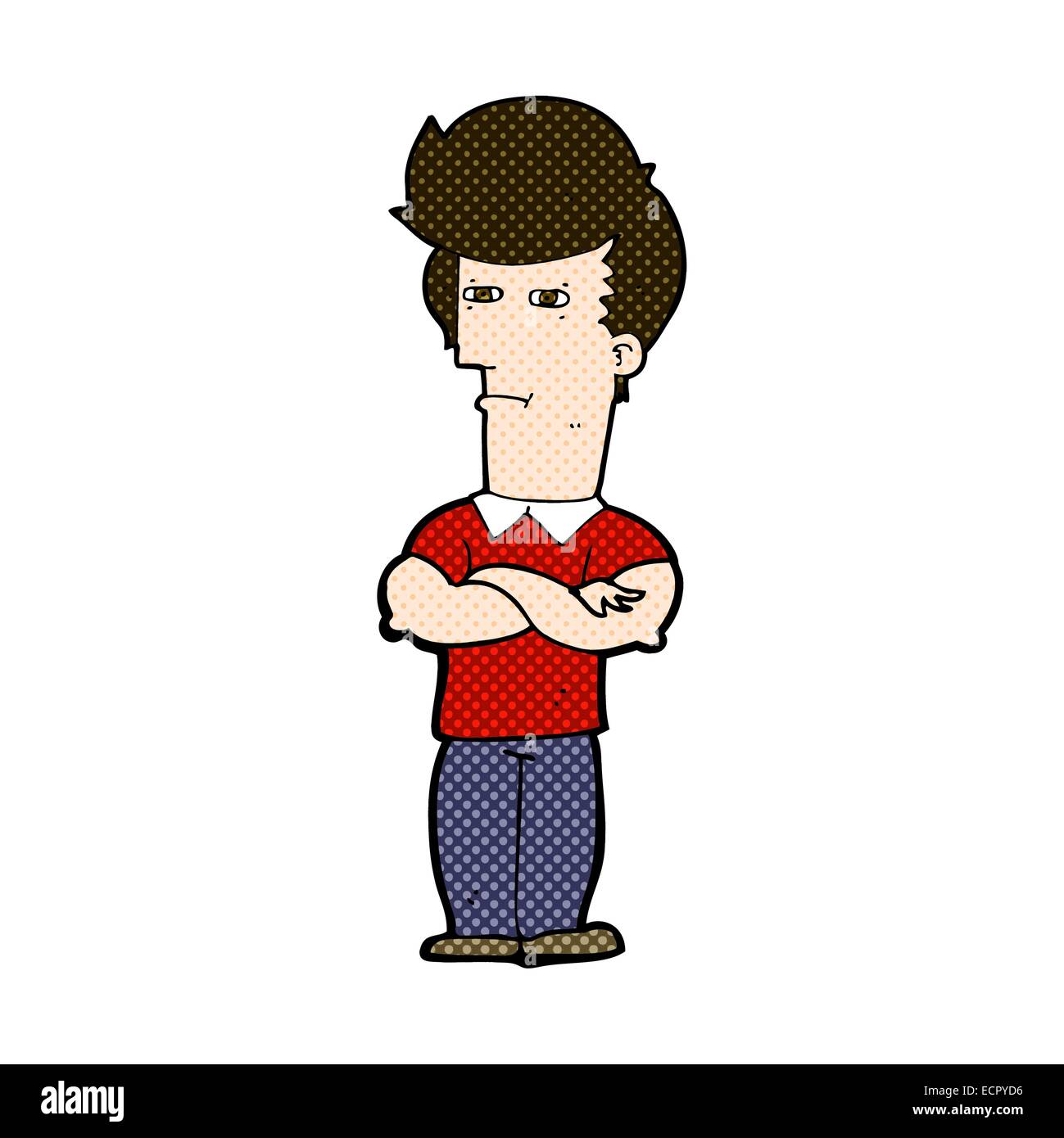 retro comic book style cartoon man with folded arms Stock Vector Image ...